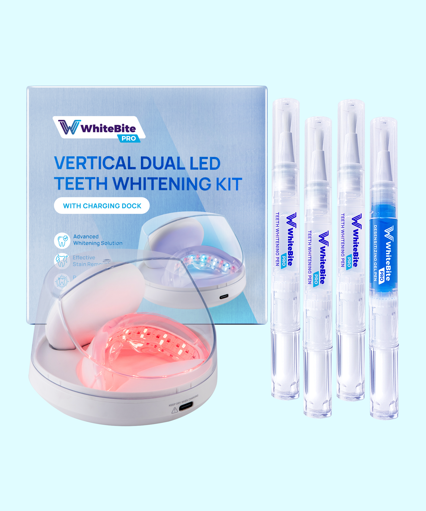 Whitebite Pro | Vertical Dual LED Whitening Kit with Charging Dock ...
